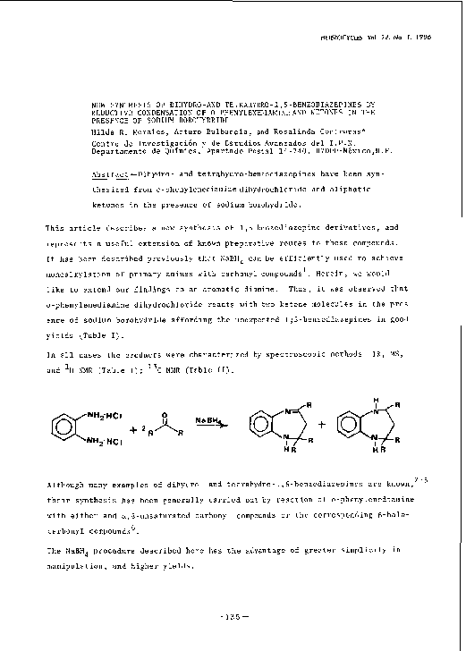 (PDF) New Synthesis of Dihydro- and Tetrahydro-1,5-benzodiazepines by ...