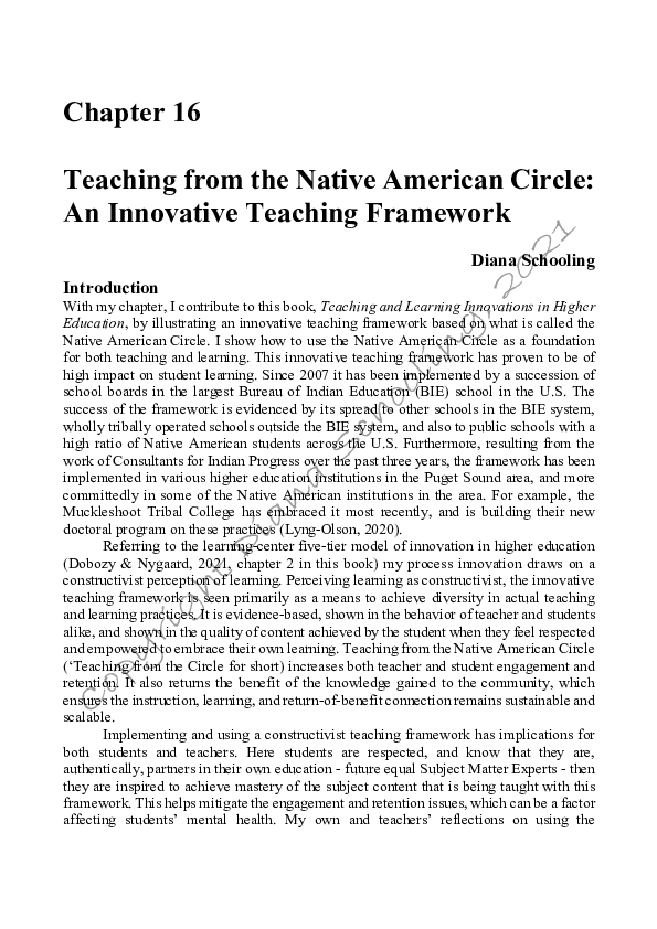 (PDF) Teaching from the Native American Circle: An Innovative Teaching ...