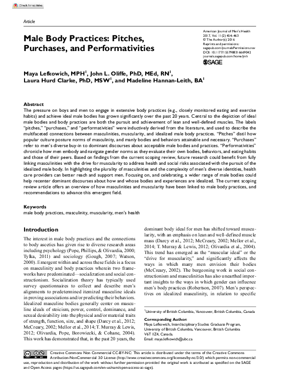 (PDF) Male Body Practices: Pitches, Purchases, and Performativities