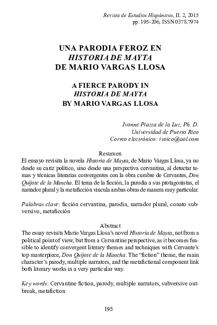 (PDF) Una parodia feroz en Historia de Mayta, de Mario Vargas Llosa
