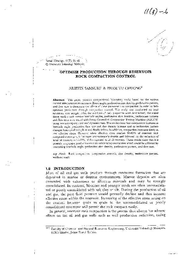 (PDF) Optimize Production Through Reservoir Rock Compaction Control
