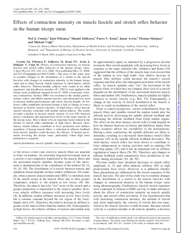 (PDF) Effects of contraction intensity on muscle fascicle and stretch ...