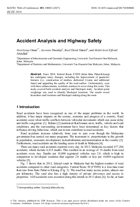 (PDF) Accident Analysis and Highway Safety