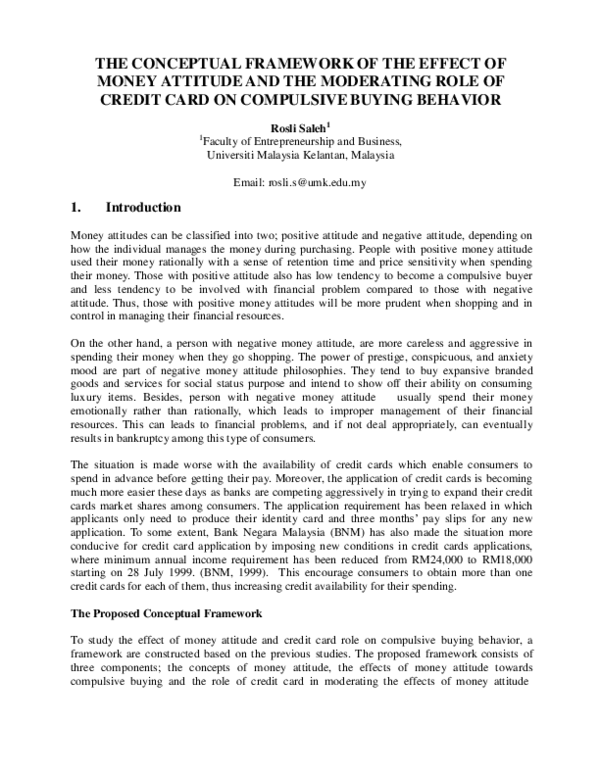 (PDF) The conceptual framework of the effect of money attitude and the ...