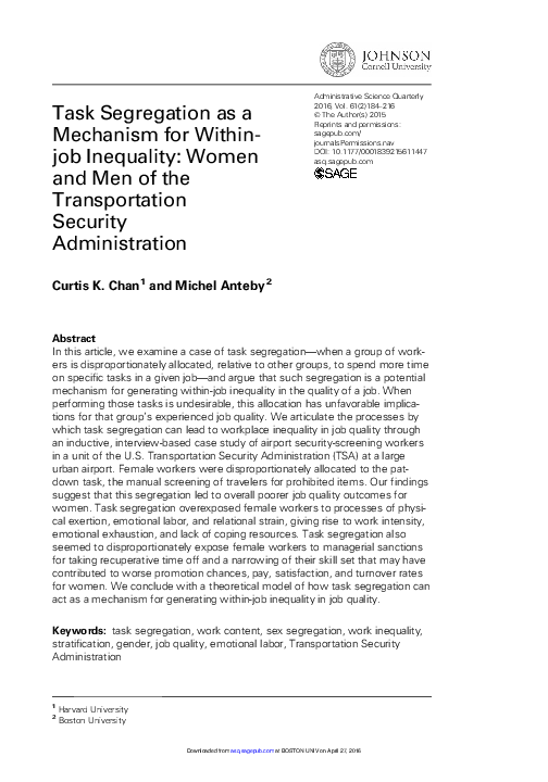 (PDF) Task Segregation as a Mechanism for Within-job Inequality
