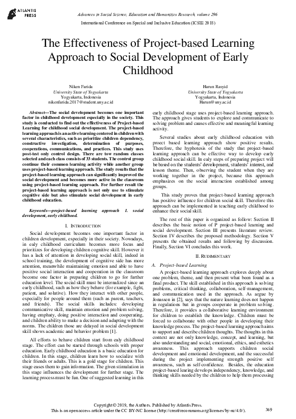 (PDF) The Effectiveness of Project-based Learning Approach to Social ...