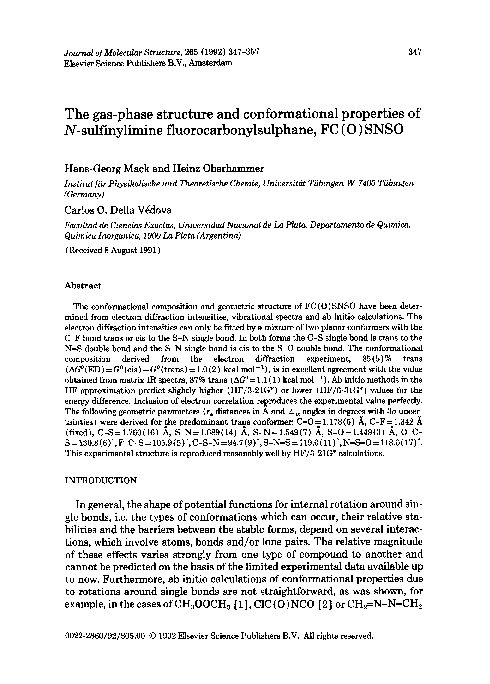 (PDF) Gas phase structure and conformational properties of ...