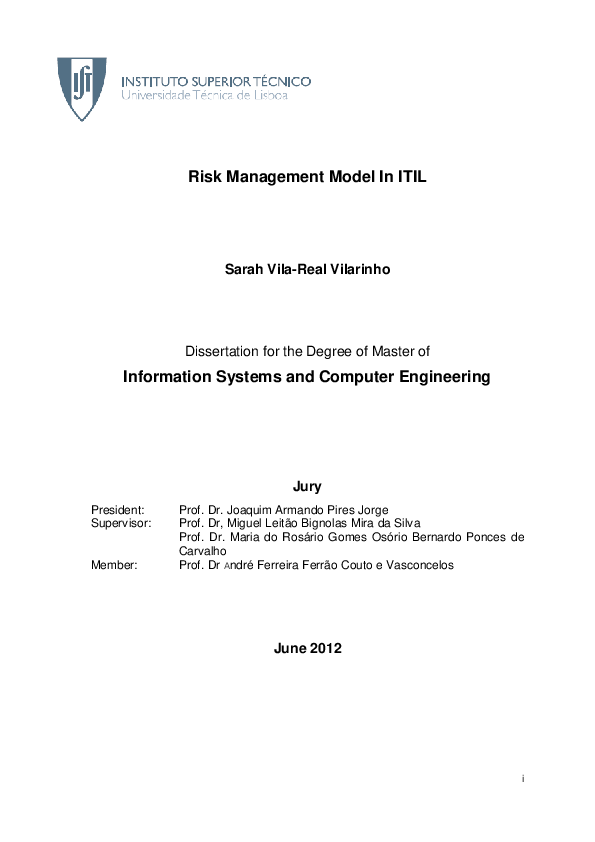 (PDF) Risk Management Model in ITIL
