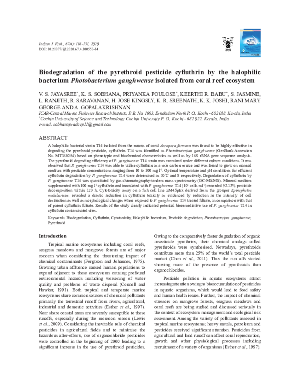 (PDF) Biodegradation of the pyrethroid pesticide cyfluthrin by the ...