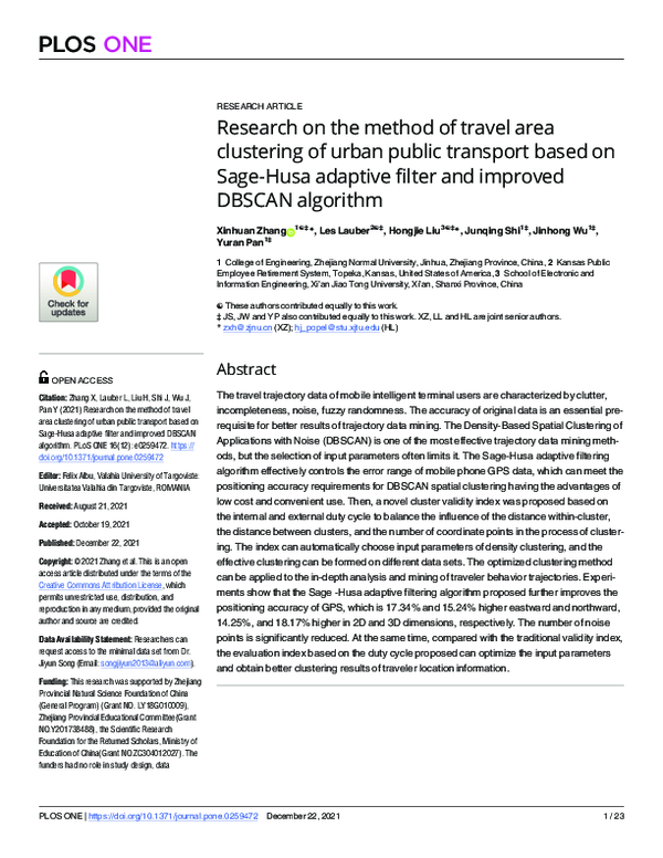 Pdf Research On The Method Of Travel Area Clustering Of Urban Public Transport Based On Sage