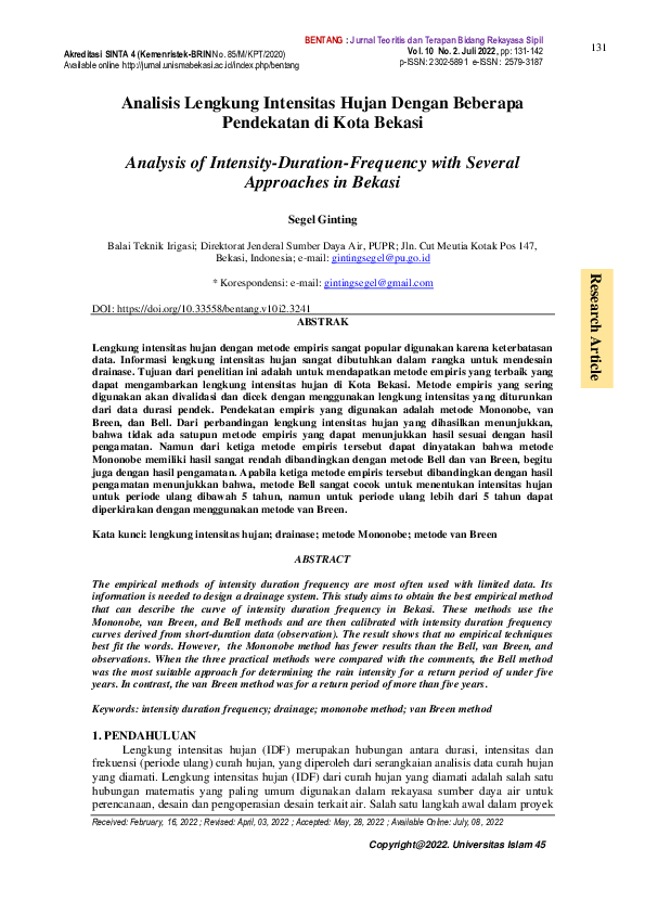 (PDF) Analisis Lengkung Intensitas Hujan Dengan Beberapa Pendekatan di ...