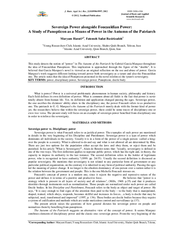 (PDF) Sovereign Power alongside Foucauldian Power: A Study of ...