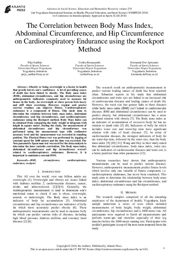 Pdf The Correlation Between Body Mass Index Abdominal Circumference