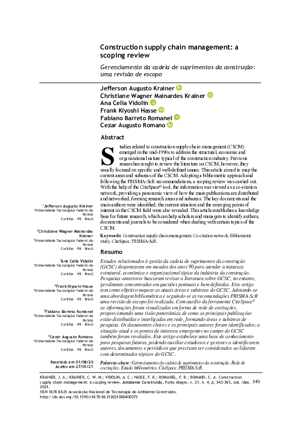 (PDF) Construction supply chain management: a scoping review (PDF) Construction supply chain management: a scoping review