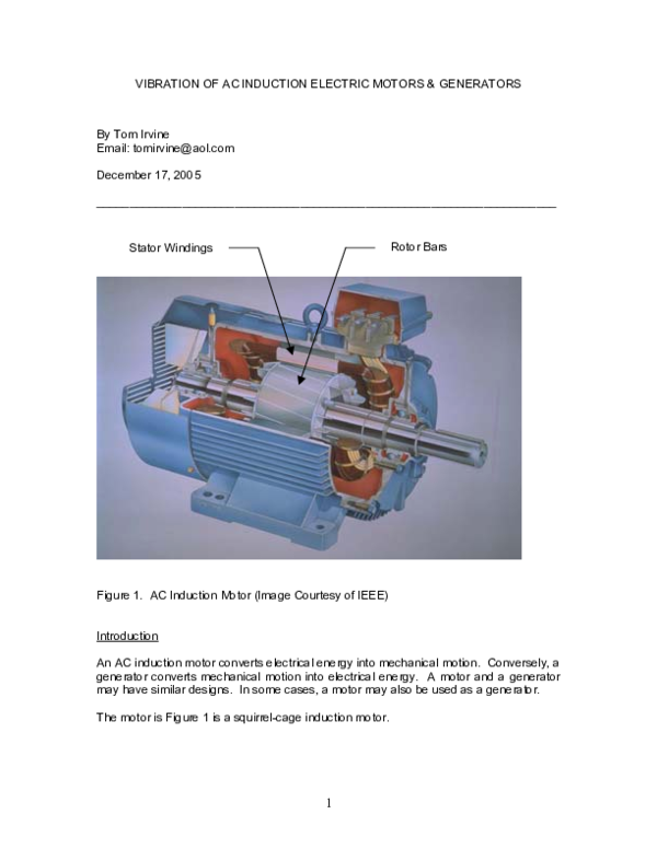(PDF) 1 VIBRATION OF AC INDUCTION ELECTRIC MOTORS & GENERATORS
