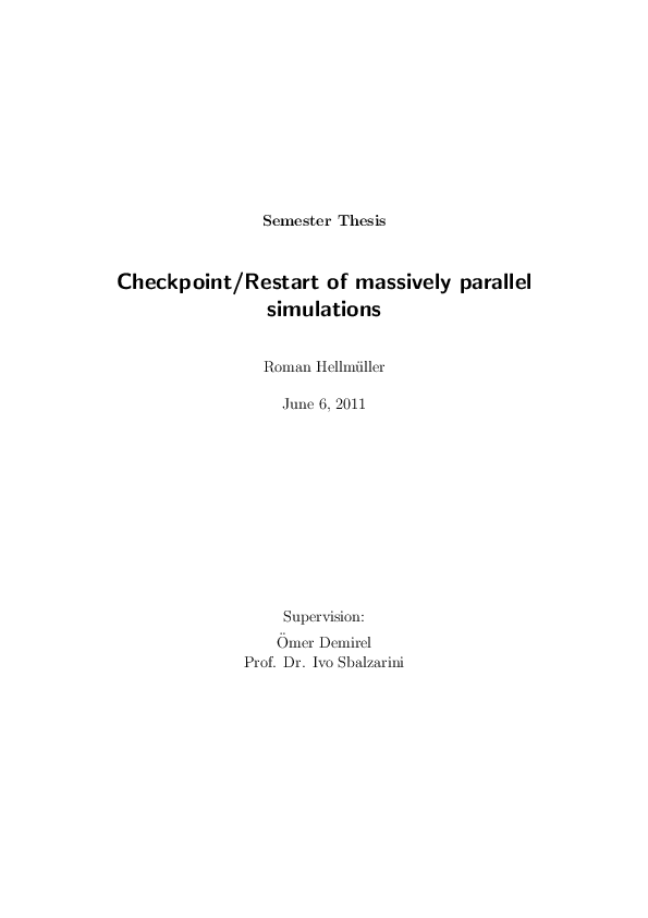 Pdf Checkpoint Restart Of Massively Parallel Simulations