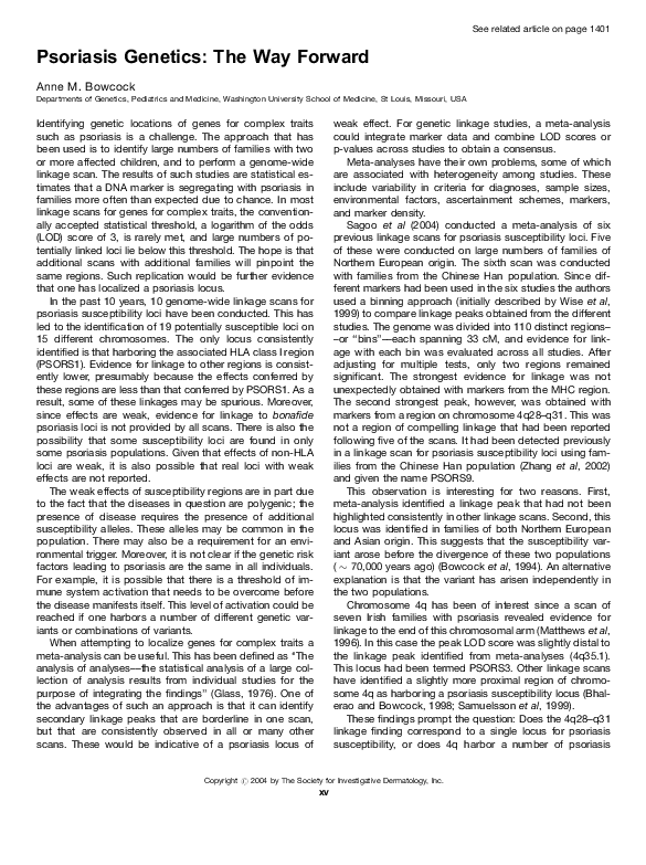 (PDF) Psoriasis Genetics: The Way Forward | Anne Bowcock - Academia.edu