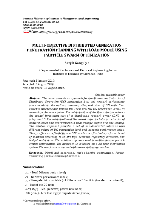 Pdf Multi Objective Distributed Generation Penetration Planning With