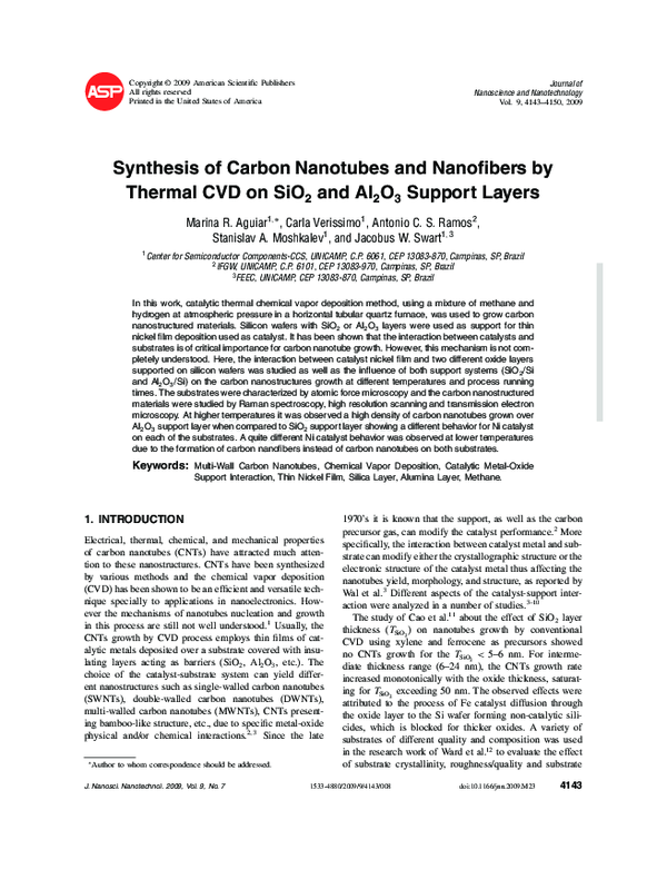(PDF) Synthesis of Carbon Nanotubes and Nanofibers by Thermal CVD on ...
