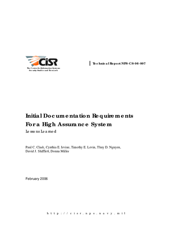 (PDF) Initial documentation requirements for a high assurance system ...