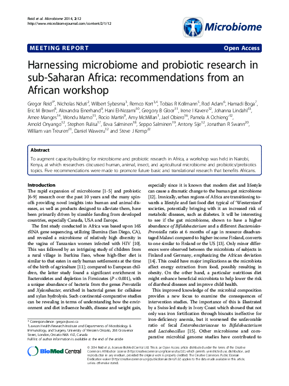 (PDF) Harnessing microbiome and probiotic research in sub-Saharan ...