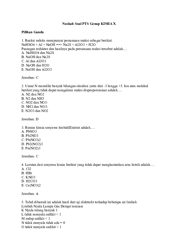 (DOC) Naskah Soal PTS Genap KIMIA X | darocan bose - Academia.edu