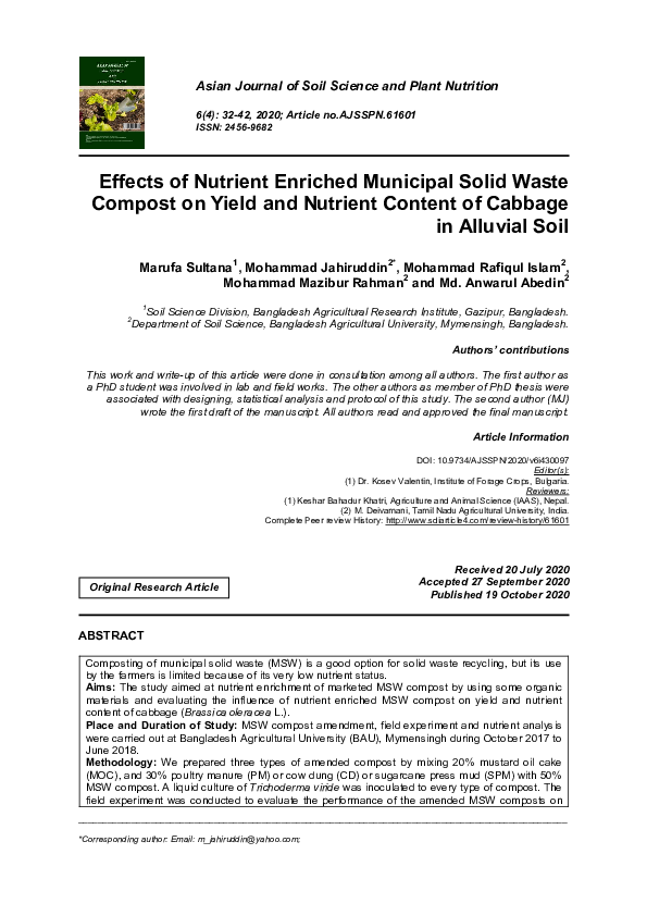(PDF) Effects of Nutrient Enriched Municipal Solid Waste Compost on ...