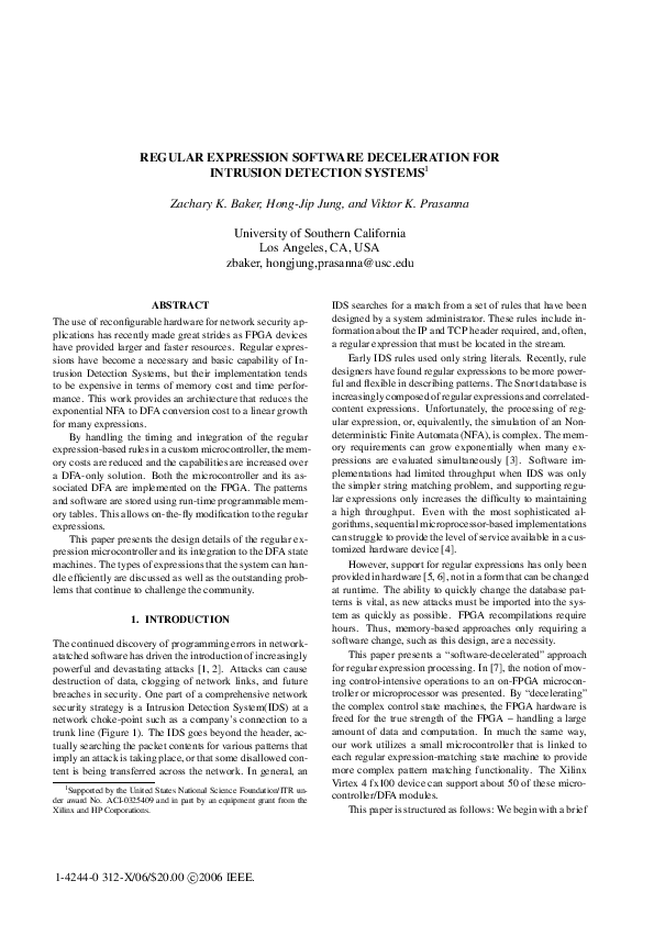 Pdf Efficient Regular Expression Handling In Fpga Based Ids