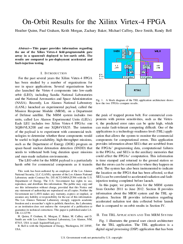 (PDF) On-Orbit Results for the Xilinx Virtex-4 FPGA
