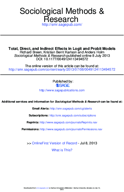 (PDF) Total, Direct, and Indirect Effects in Logit and Probit Models