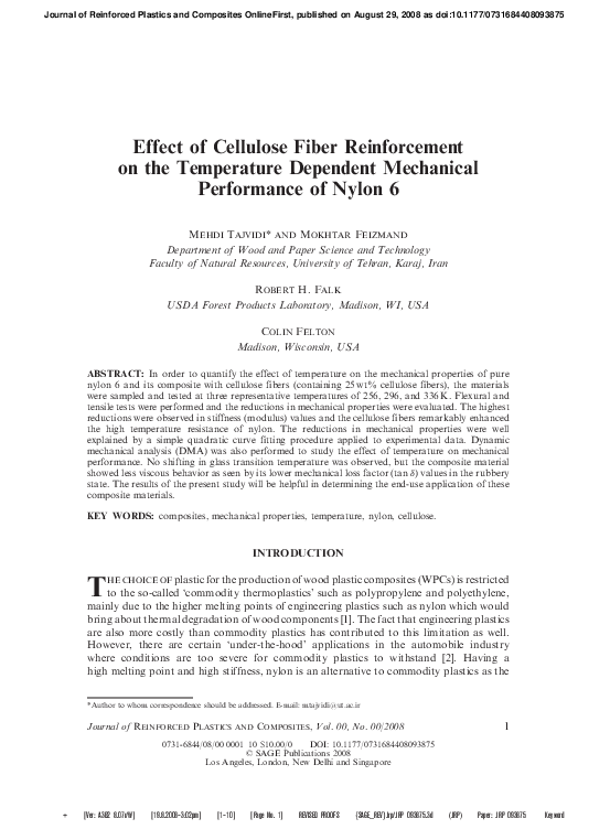 (PDF) Effect of Cellulose Fiber Reinforcement on the Temperature ...