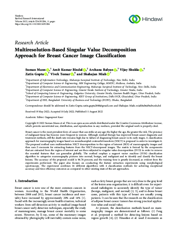 (PDF) Multiresolution-Based Singular Value Decomposition Approach for Breast Cancer Image ...