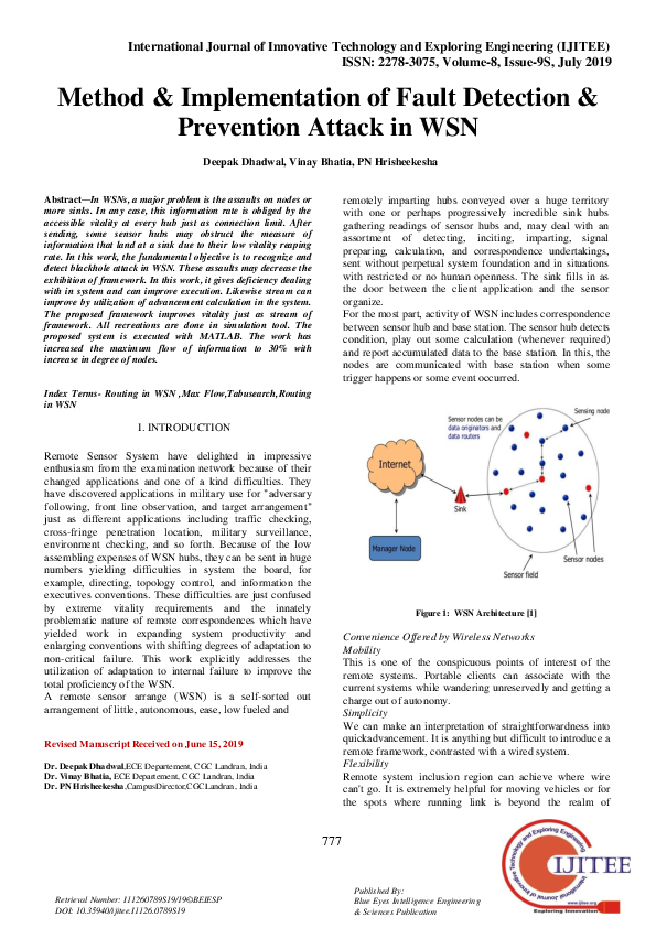 (PDF) Method Implementation of Fault Detection Prevention Attack in WSN | Dr. Deepak Dhadwal ...