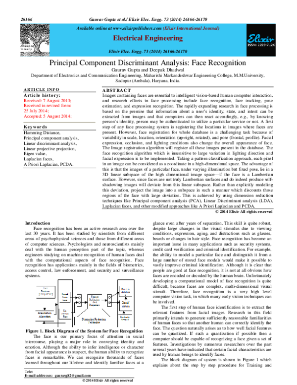 (PDF) Principal Component Discriminant Analysis: Face Recognition