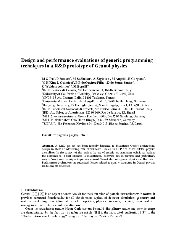 (PDF) Design and performance evaluations of generic programming techniques in a R&D prototype of ...