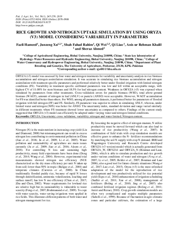 (PDF) Comparative evaluation of WOFOST and ORYZA2000 models in simulating growth and development ...