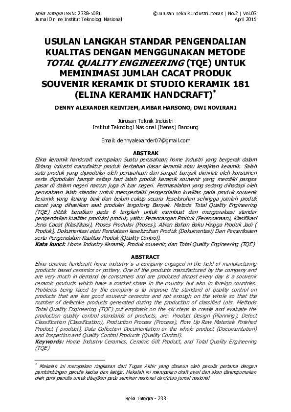 (PDF) Usulan Langkah Standar Pengendalian Kualitas Dengan Menggunakan Metode Total Quality ...