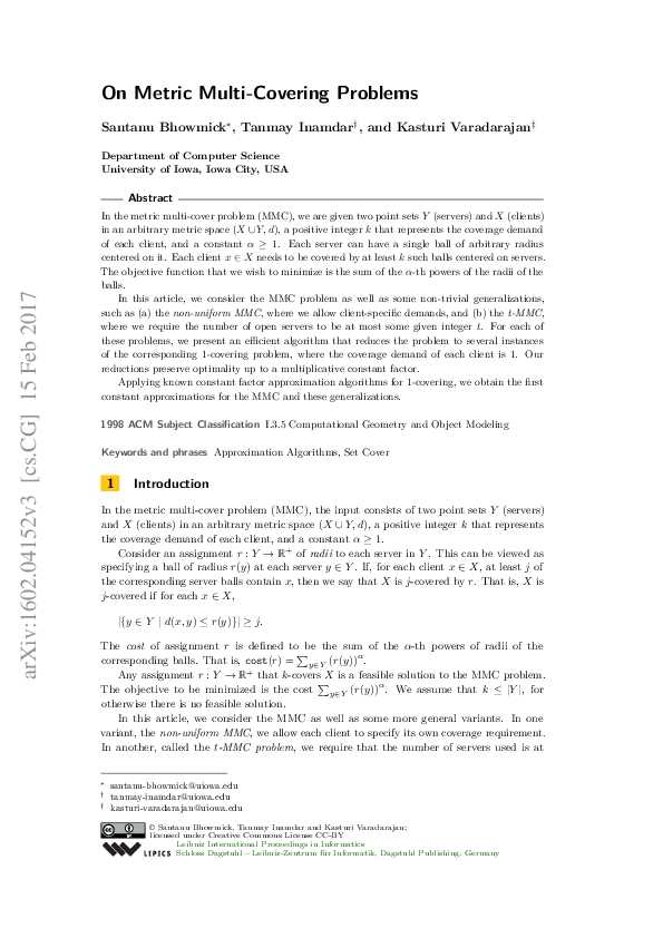 (PDF) On Metric Multi-Covering Problems