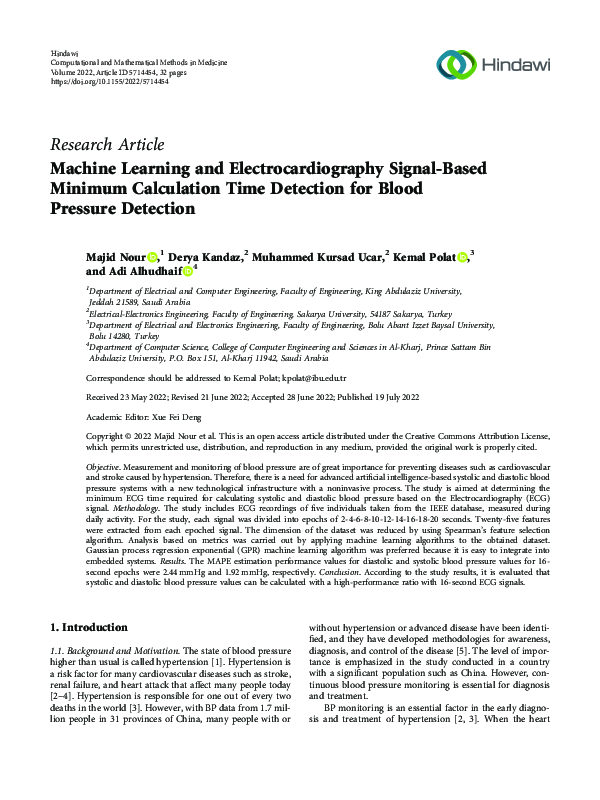 Pdf Machine Learning And Electrocardiography Signal Based Minimum