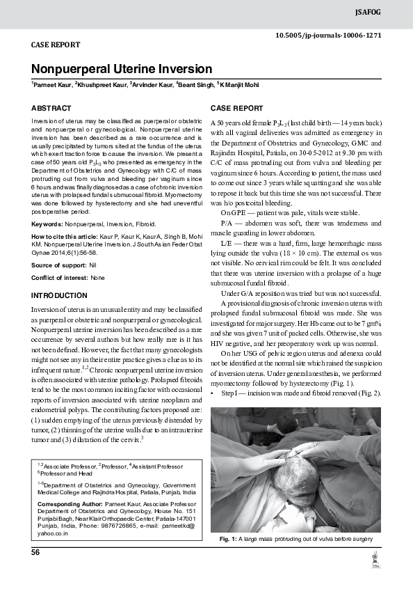 Nonpuerperal Uterine Inversion