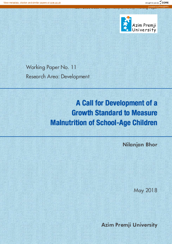 (PDF) A call for development of a growth standard to measure ...
