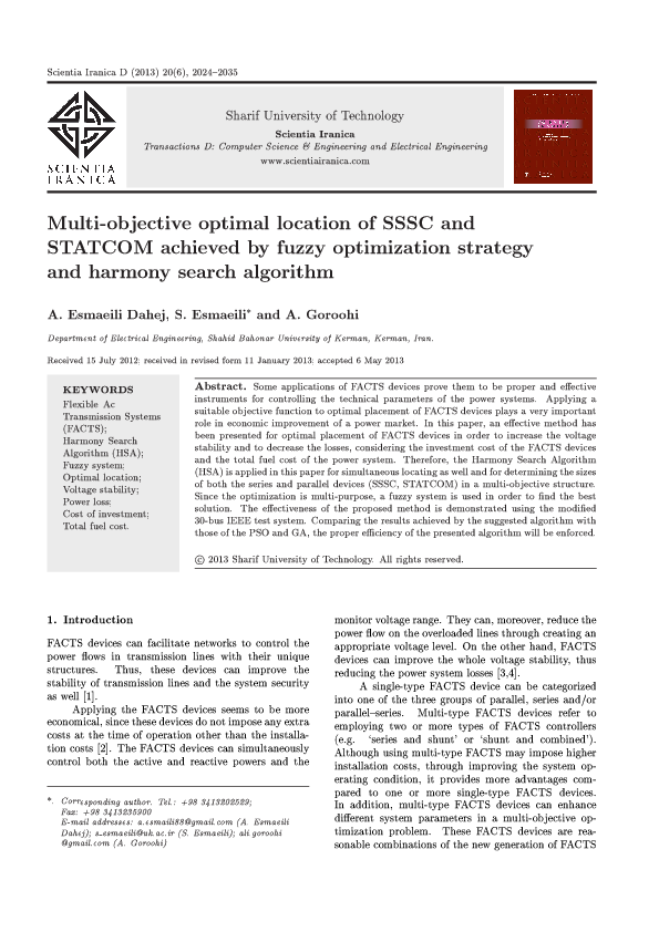 Pdf Multi Objective Optimal Location Of Sssc And Statcom Achieved By