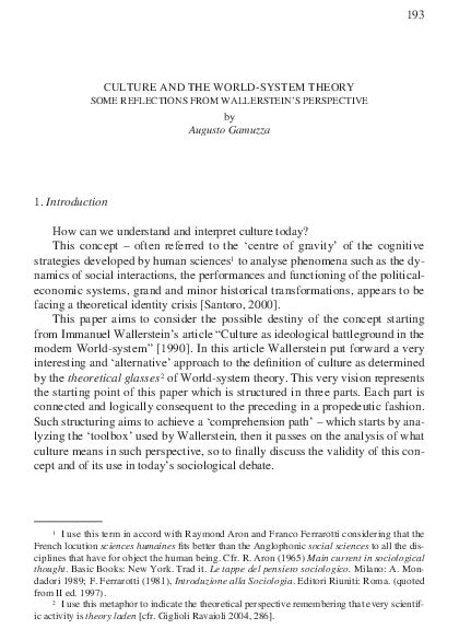 (PDF) Culture and the World-System Theory Some Reflections from ...