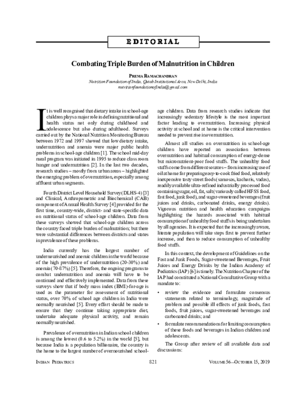 (PDF) Combating Triple Burden of Malnutrition in Children