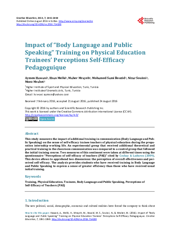 (PDF) Impact of “Body Language and Public Speaking” Training on ...
