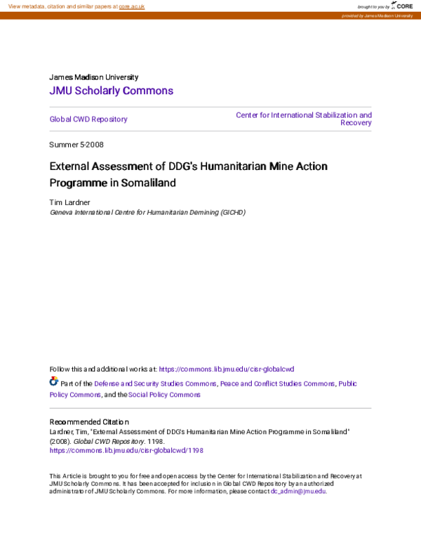 (PDF) External Assessment of DDG\u27s Humanitarian Mine Action ...