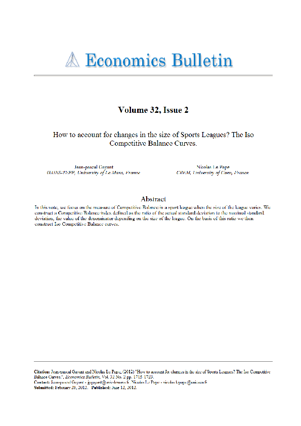 (PDF) How to account for changes in the size of Sports Leagues? The Iso ...