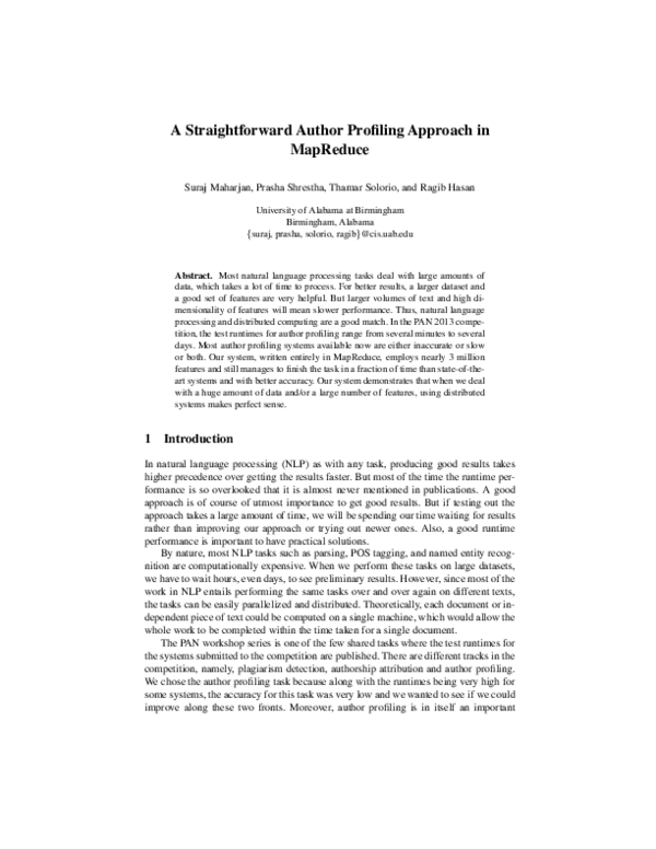 (PDF) A Straightforward Author Profiling Approach in MapReduce