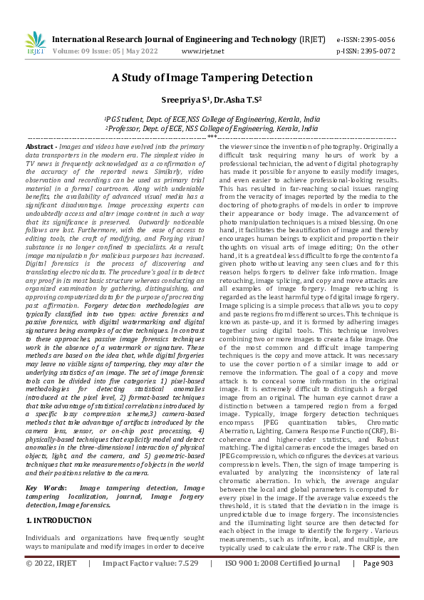 (PDF) A Study of Image Tampering Detection
