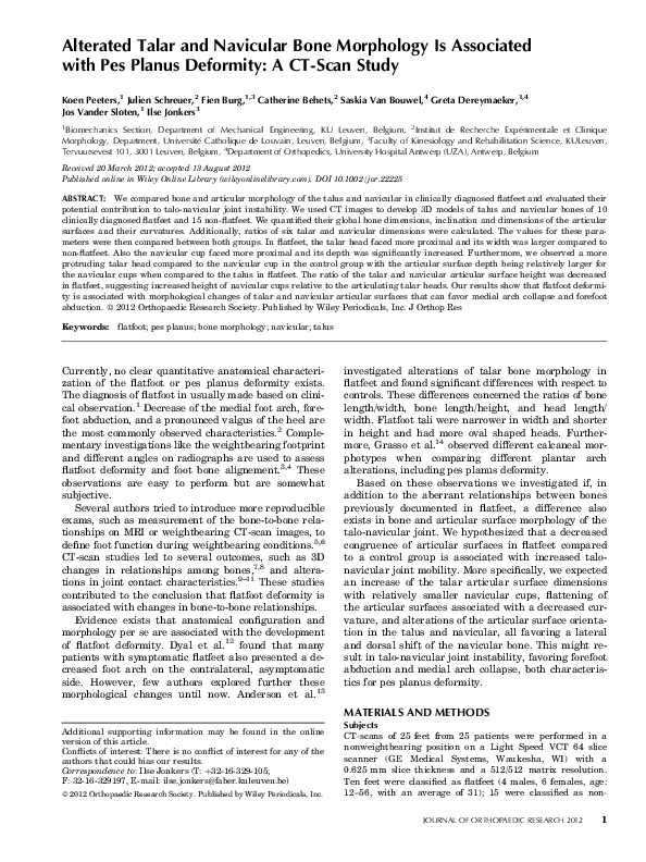 (PDF) Alterated talar and navicular bone morphology is associated with ...